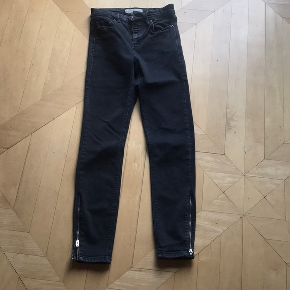 Topshop | Jeans | Black Jeans With Zippers On The Leg | Poshmark
